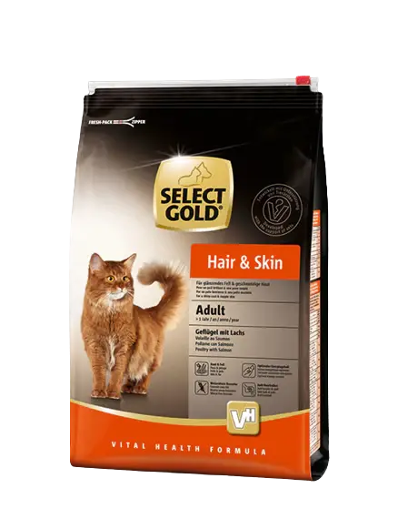Select Gold Cat Adult Hair&Skin Suva hrana za mačke, Živina i losos, 400g