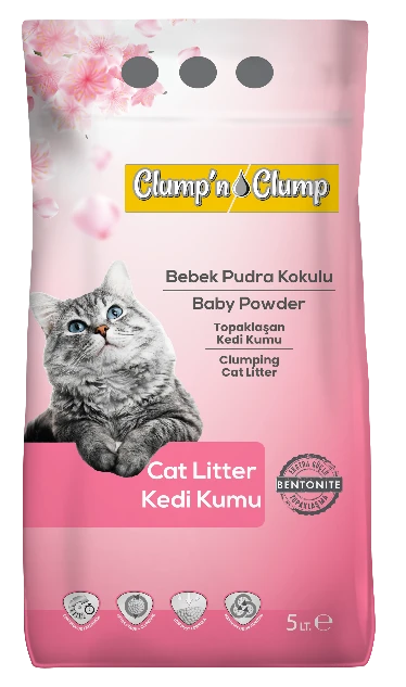 Clump 'n Clump Posip za mačke, Bebi puder, 5 l