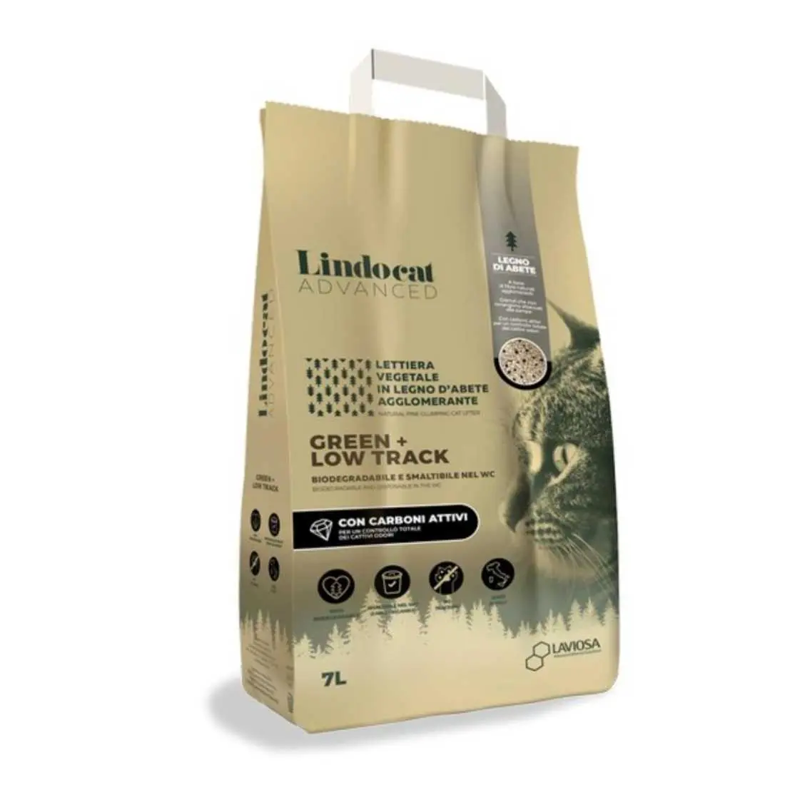 LINDOCAT Potpuno biorazgradiv posip za mačke Advanced Green+ Low Track, 7L