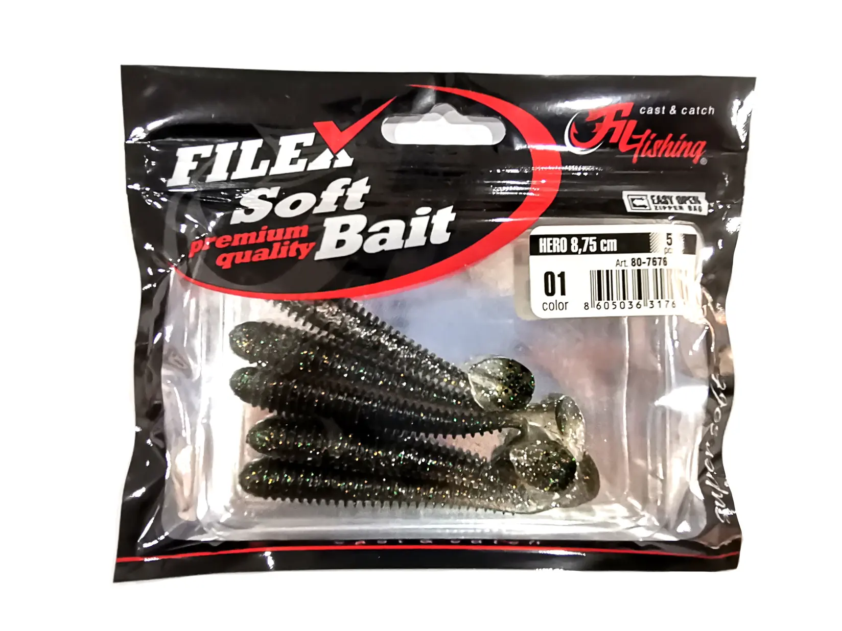 JT International Co Silikonska varalica Filex Worm-Shad Hero, 8.75cm, Crna