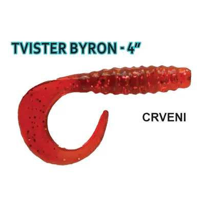 Silikonska varalica Tvister Byron, 4”, 25 komada, Crvena