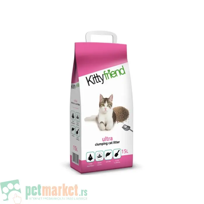 SANICAT Posip za mačke sa kontrolim neprijatnih mirisa KittyFriend ultra clumping, 15 l