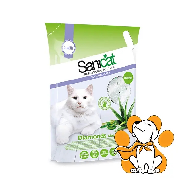 SANICAT Silikonski pesak za mačke Diamonds aloe vera 5l