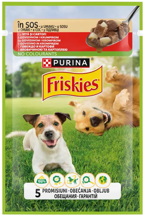 FRISKIES PURINA Vlažna hrana za pse u sosu sa govedinom i krompirom, 85g