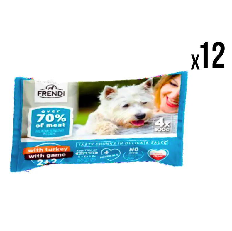 Frendi Vlažna hrana za pse, Ćuretina i divljač, 4x100g, 12 komada