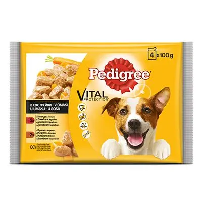 PEDIGREE Hrana za odrasle pse, Piletina i govedina, 100g, 4 komada