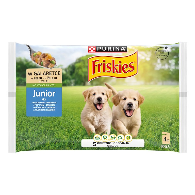 Friskies Vlažna hrana za pse Junior Dog Piletina MPK, 4x85 g