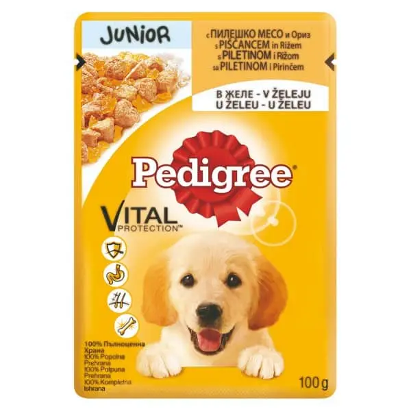 PEDIGREE Vlažna hrana za pse sa ukusom piletine i pirinča Junior, 100g