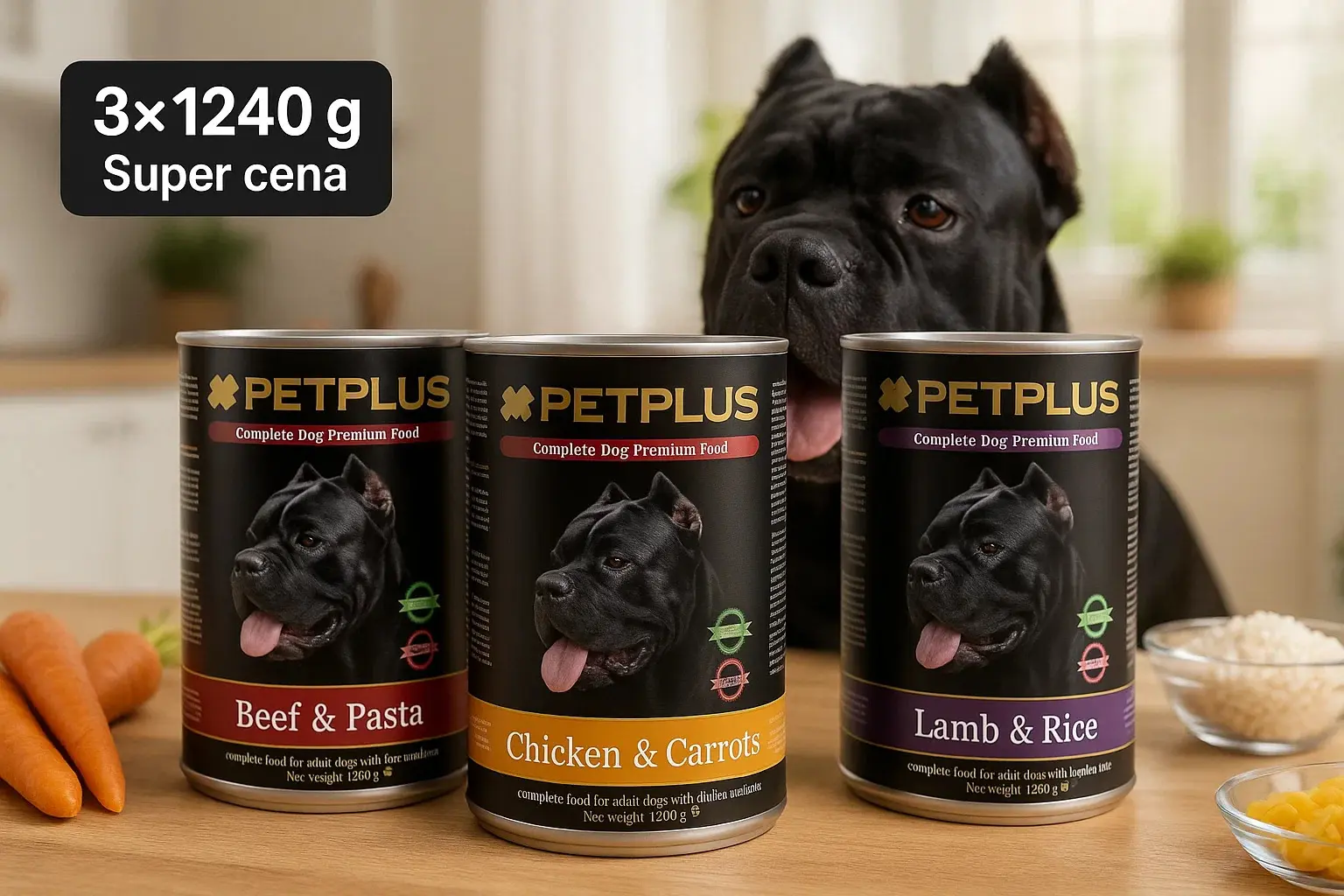 PetPlus Premium set 3 ukusa – piletina, jagnjetina, govedina 3x1240g