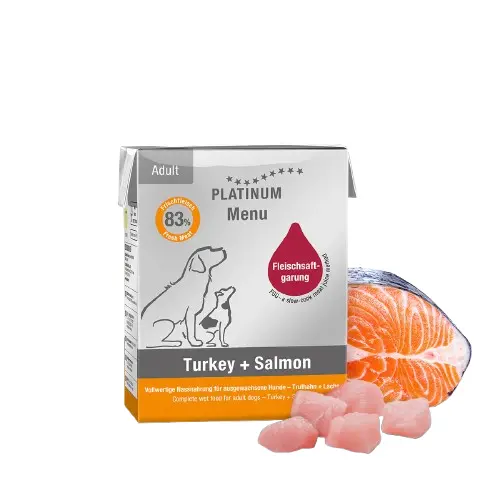 PLATINUM Hrana za pse Menu Turkey&Salmon, 185g