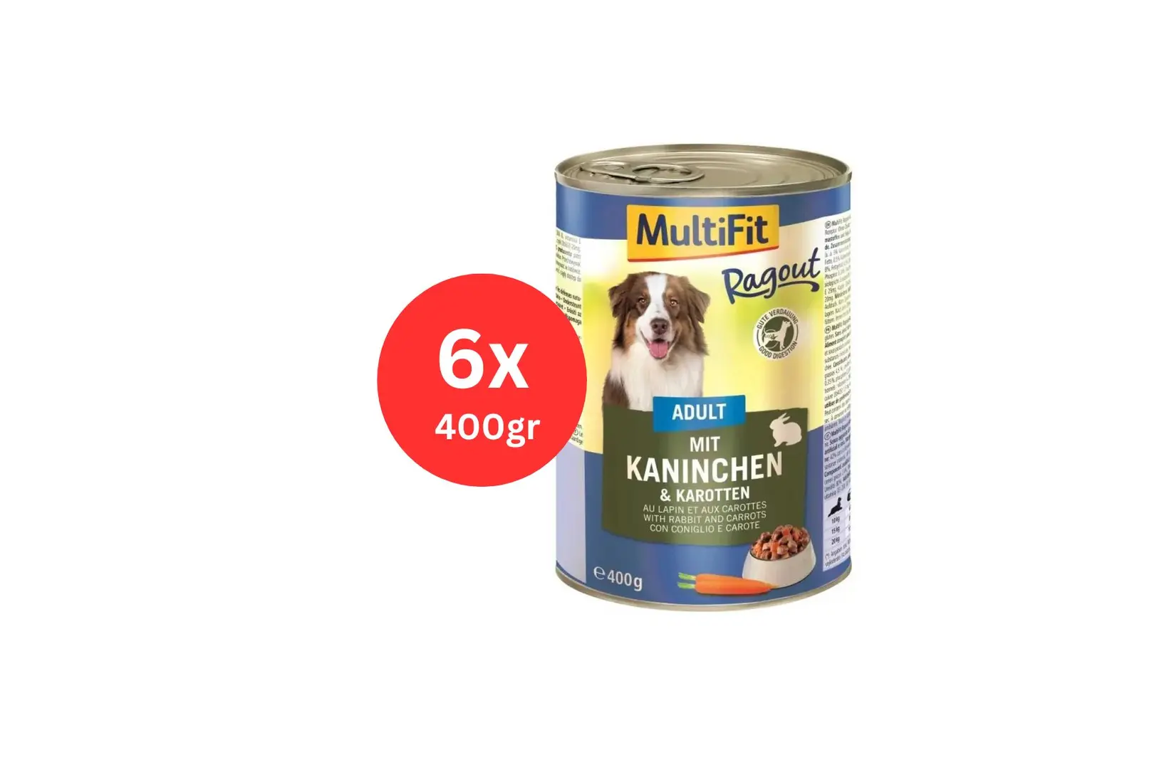 MultiFit Ragout Adult, Vlažna hrana za pse, Zečetina i šargarepa, 6x400g