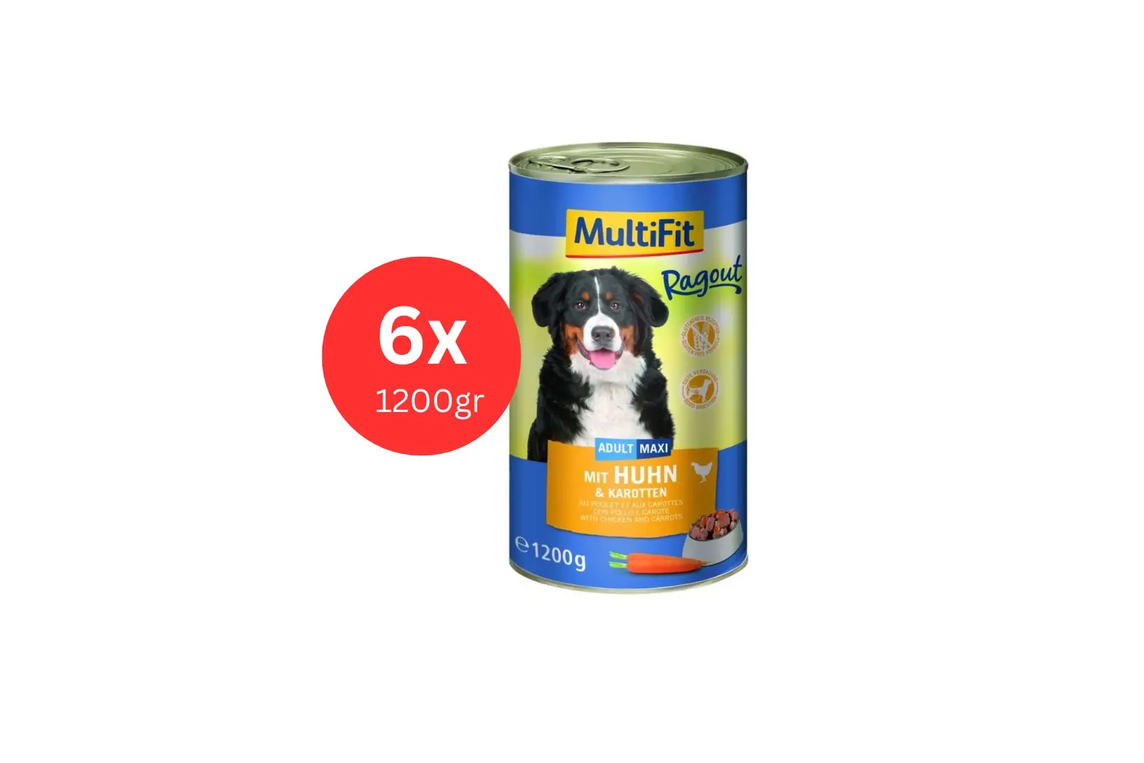 MultiFit Ragout Adult, Vlažna hrana za pse, Piletina i šargarepa, 6x1200g
