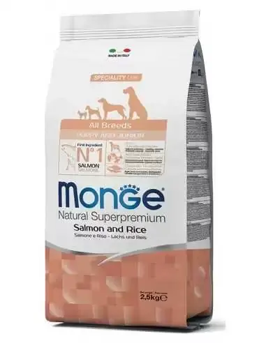 MONGE Hrana za zdrav razvoj psa All Breeds Puppy and Junior Salmon & Rice, 2.5kg