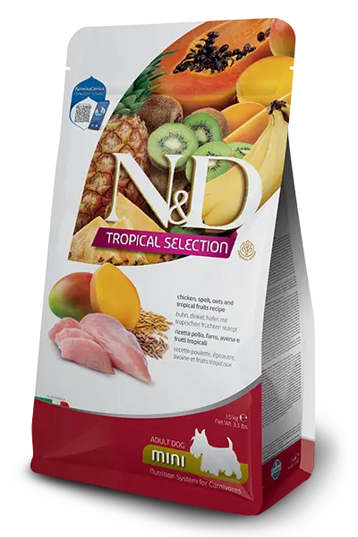 N&D Hrana za pse Tropical Selection Adult Mini Chicken, Spelt, Oats & Tropical Fruits, 5kg