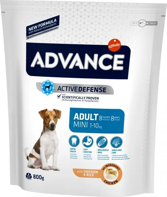 ADVANCE Suva hrana za pse Mini Adult, Piletina, 800g