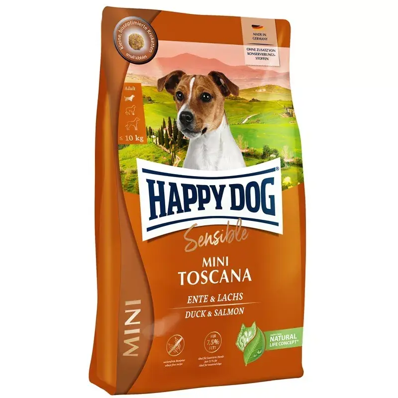 HAPPY DOG Mini Toscana Duck & Salmon Hrana pogodna za sterilisane pse, 800g