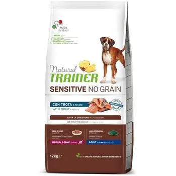 Trainer Natural Sensitive No Grain Hrana Za Pse, Pastrmka, Za Odrasle Pse Srednjih I Velikih Rasa, 12kg