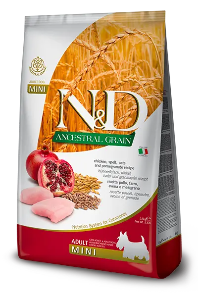 N&D Suva hrana za odrasle pse Ancestral Grain, Piletina i nar, 7kg