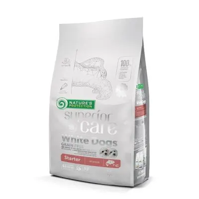 NATURE'S PROTECTION Hrana za bele pse od lososa Starter 1.5kg