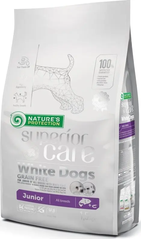 NATURES PROTECTION Suva hrana namenjena ishrani štenaca bele i svetle boje dlake 1.5kg