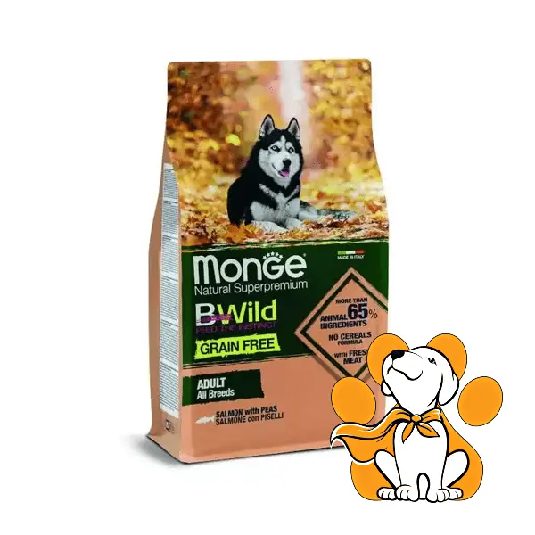 MONGE Suva hrana za pse Bwild Adult All Breeds Grain Free Losos&Grašak 2.5kg
