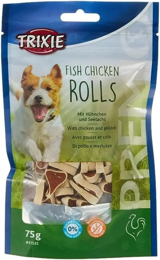 TRIXIE Poslastice za pse Premio Fish Chicken Rolls, Piletina, 75 g