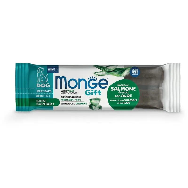 Monge Meat bars Skin support Poslastica za pse, Losos sa alojom, 40g