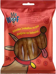 Mr. Woof Prirodna žvakalica za pse dimljena na bukovini, 100% Svinjska kožica, 250g