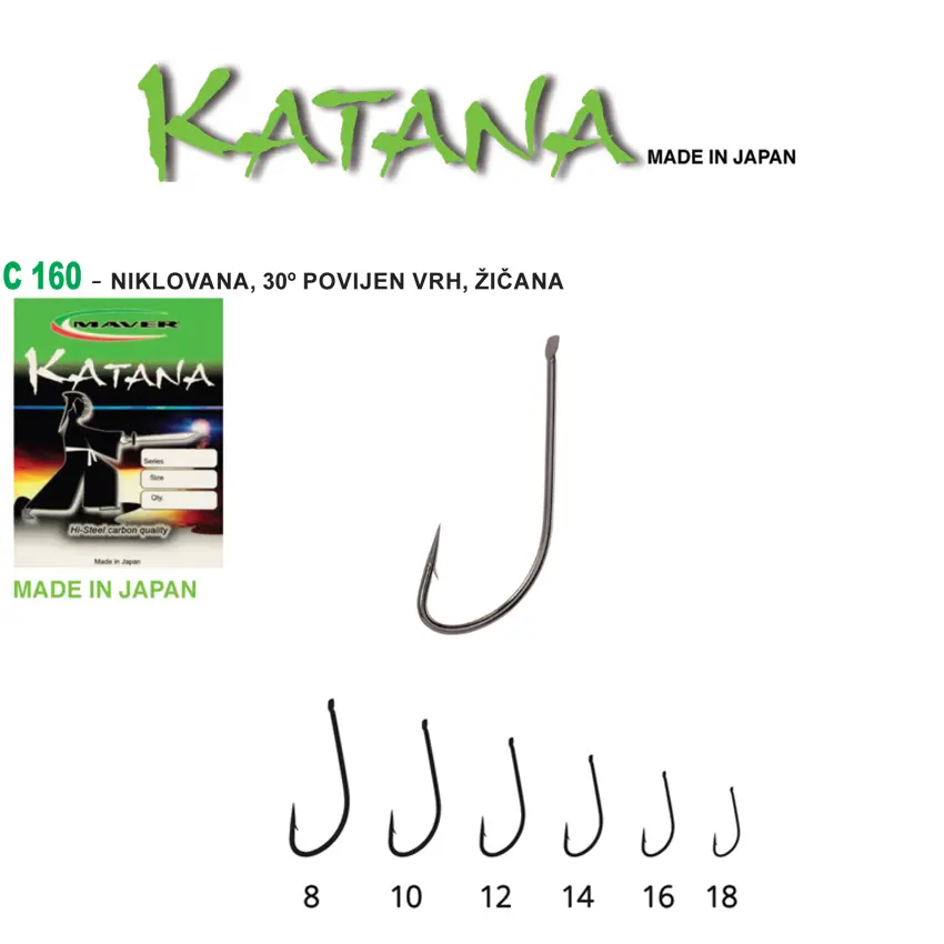 Maver Udica Katana mod.C160, Niklovana, 30º, Povijen vrh, Žičana, 20kom