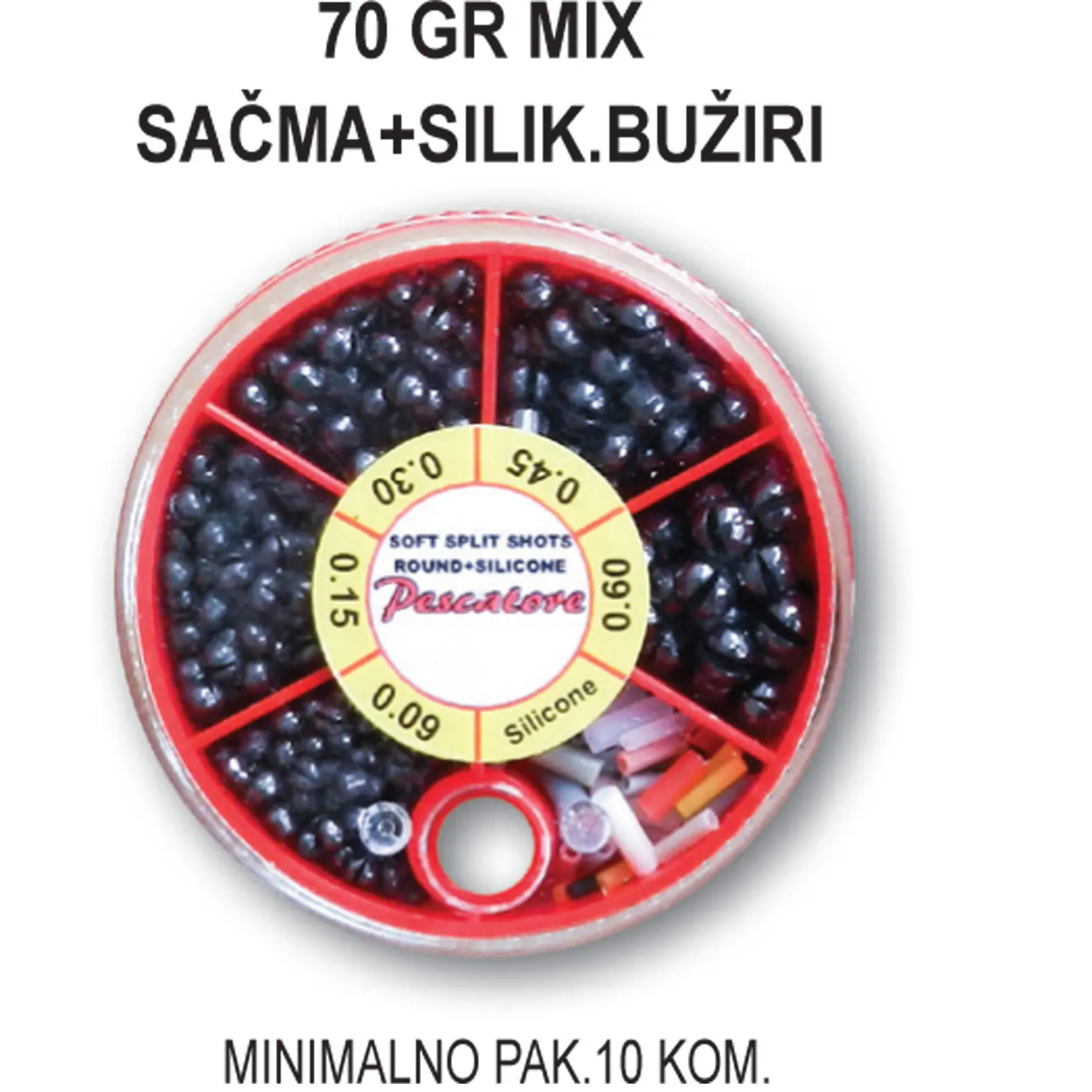 Pescatore Set sačma + silikonski bužiri, 70 gr