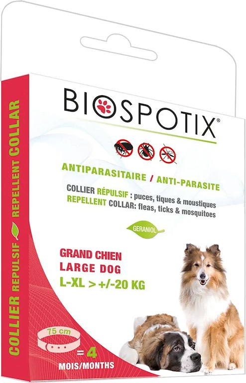 BIOSPOTIX Antiparazitska ogrlica za pse, Preko 20kg, 75cm