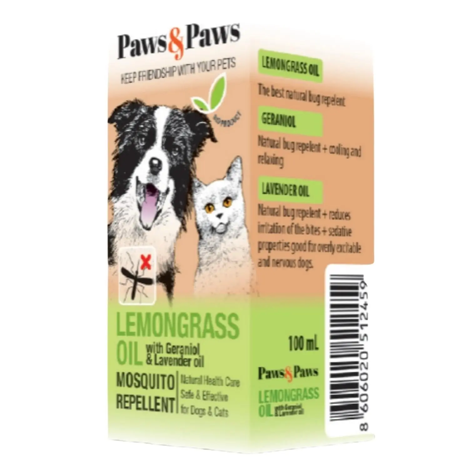 Paws&Paws Sprej Za pse protiv komaraca, Limunska Trava, 100ml