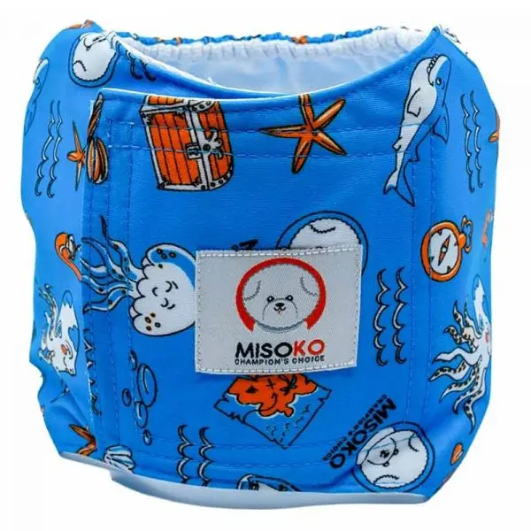 Misoko Periva pelena za mužjake Diapers Reusable Male, Plava, Octopus, S