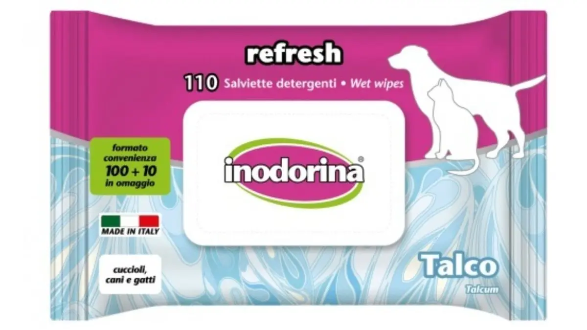 Inodorina Fresh Vlažne maramice za pse i mačke sa talkom, 100+10 komada
