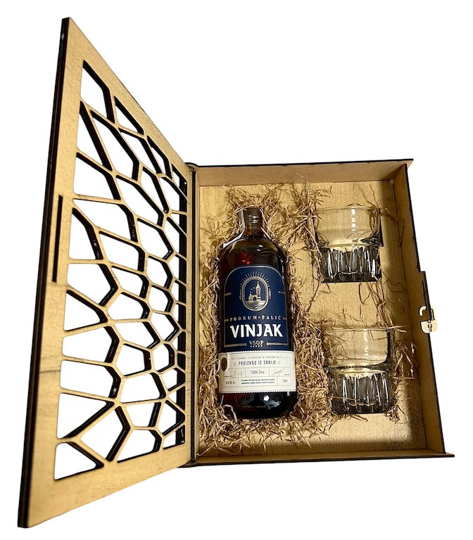 Vinjak Podrum Palić VSOP Gift Box 2 čaše - model saće
