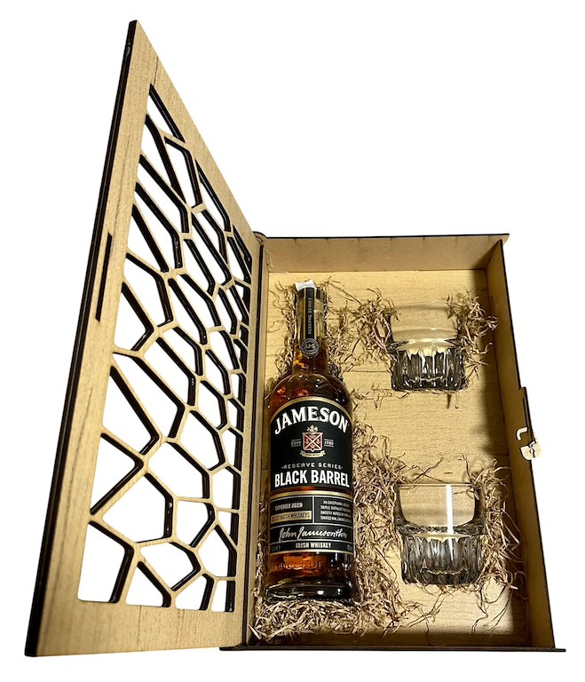 Jameson Black Barrel Gift Box 2 čaše - model saće