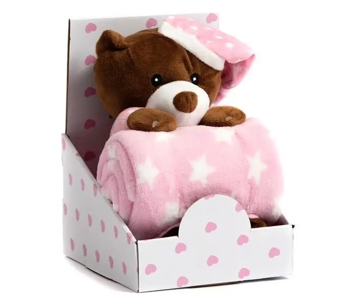 BBO Set ćebe sa igračkom za bebe Sleeping bear, Roze