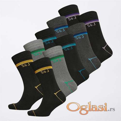 Smith And Jones Mens Blockus Ten Pack Dress Socks - 10 pari