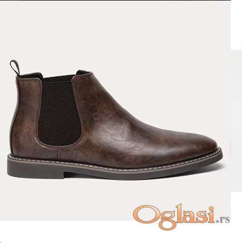 Men's Red-Brown Slip-On Ankle Boots