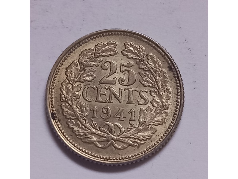 Srebrnjak 25 cents 1941.godina Holandija