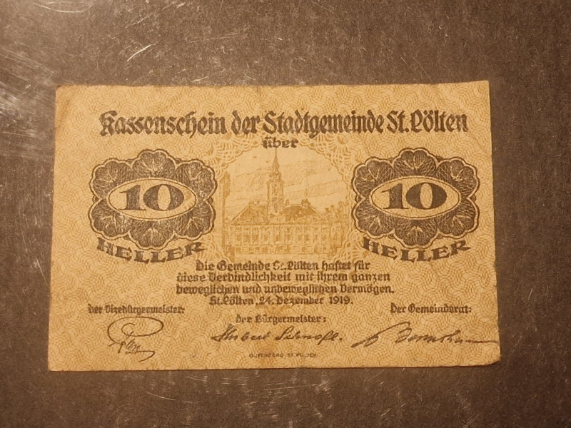 Austrija10 Hellera 1919 St.Pölten