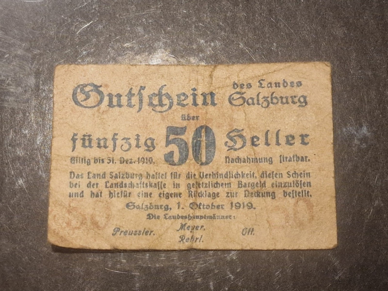 Austrija 50 Hellera 1919 Salzburg