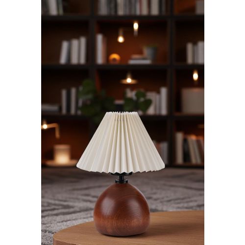 Lampa za sto 8898-1 u krem boji i orahovom drvetu