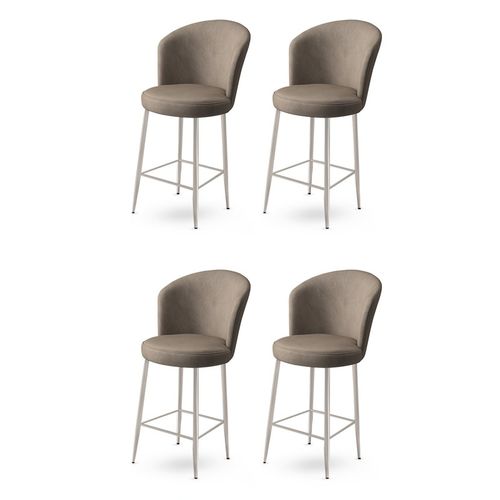 Fora - Chrome Bar Stool Set (4 komada) sa Cappuccino Tapacirungom