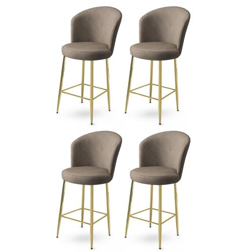Fora - Gold Cappuccino Bar Stool Set (4 komada)