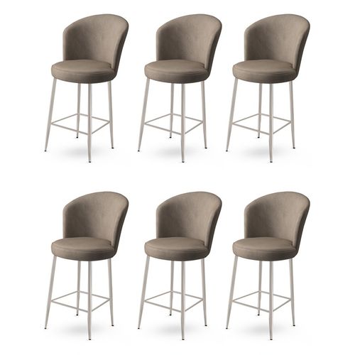 Fora - Chrome Bar Stool Set (6 komada) sa Cappuccino Tapacirungom