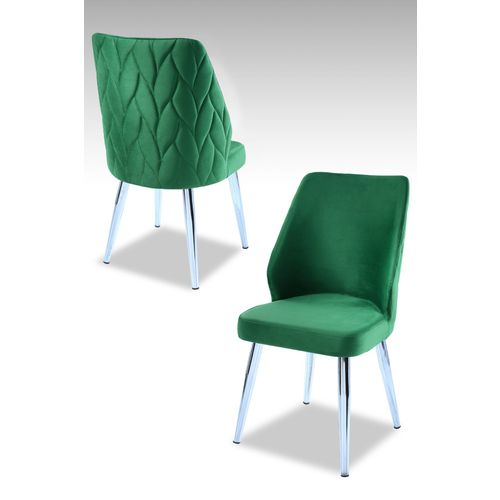 Pufi - Zeleni, Chrome Zeleni Set Stolica (4 Komada)