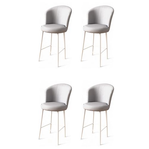 Uras - Sivi i Beli Barski Stolac Set (4 Komada)