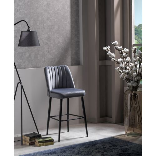 Vento - Sivi Crni Barski Stolica Set (4 Komada)