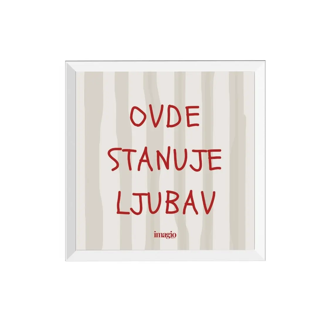 Minijatura - Ovde stanuje ljubav Beli - Uramljena slika 22x22 cm